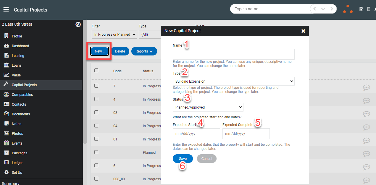 Adding Capital Projects – RealPage AIM