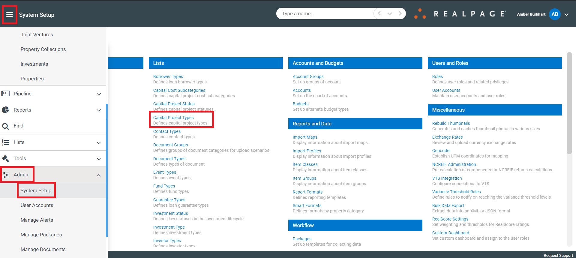 Assigning Cost Categories to Capital Project Types – RealPage AIM