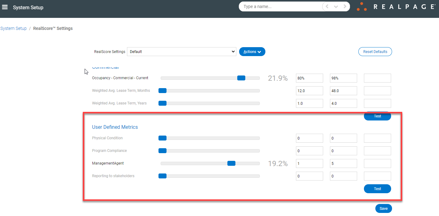 RealScore - User Defined Metrics – RealPage AIM