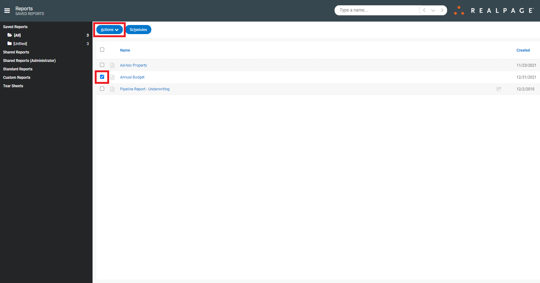 Create a Quick Report – RealPage AIM
